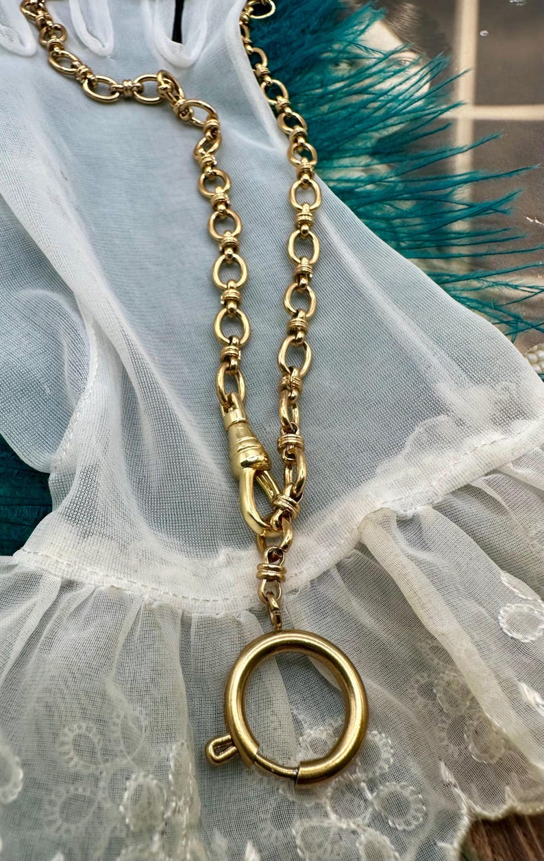 Vintage Victorian Style Stainless Steel CHARM HOLDER Necklace Spring ...
