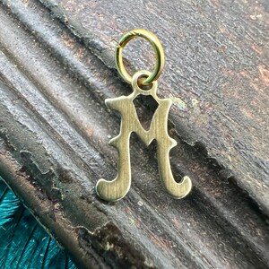 Vintage Raw Brass Tiny LETTER M INITIAL Charm Pendant for Necklace Gold ...