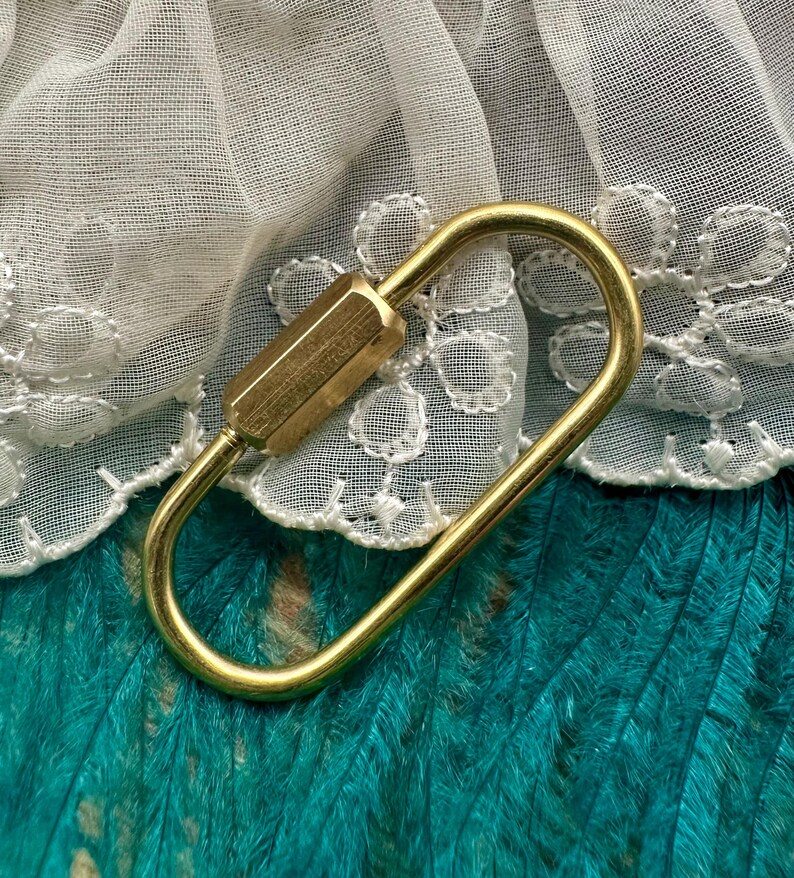 Vintage Style Brass OVAL CARABINER CLASP Key Fob Charm Holder Purse ...