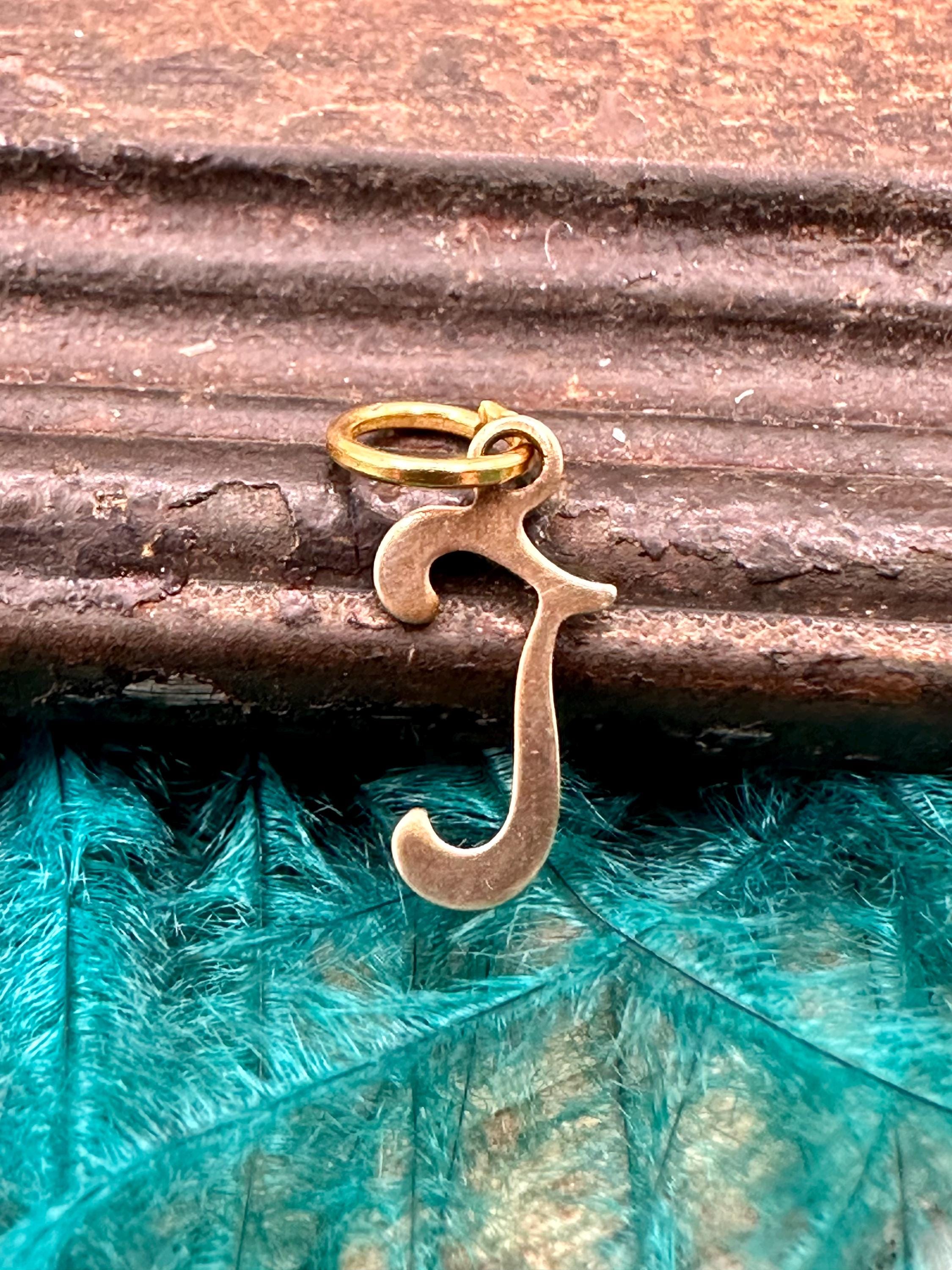 Vintage Raw Brass Tiny LETTER T INITIAL Charm Pendant for Necklace Gold ...