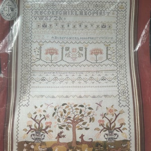 Vintage WILLIAMSBURG Reproduction Needlework Kit THE CHASE Sampler ...
