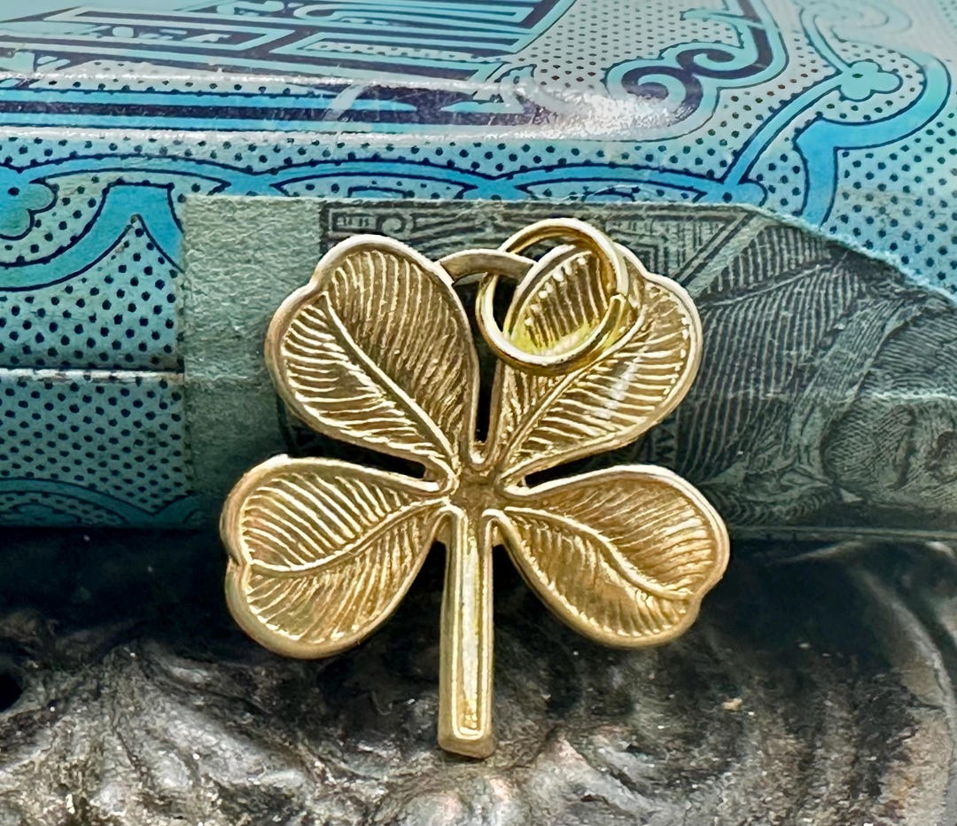 Vintage Raw Brass FOUR 4 LEAF CLOVER Charm for Necklace Good Luck ...