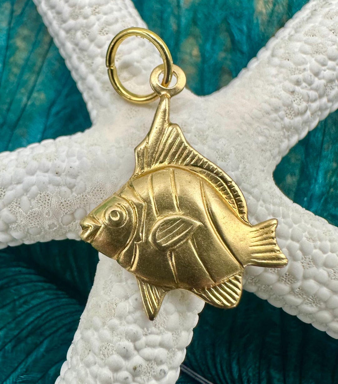 Vintage Raw Brass CUTE FISH Charm for Necklace Good Luck Pendant Gold ...