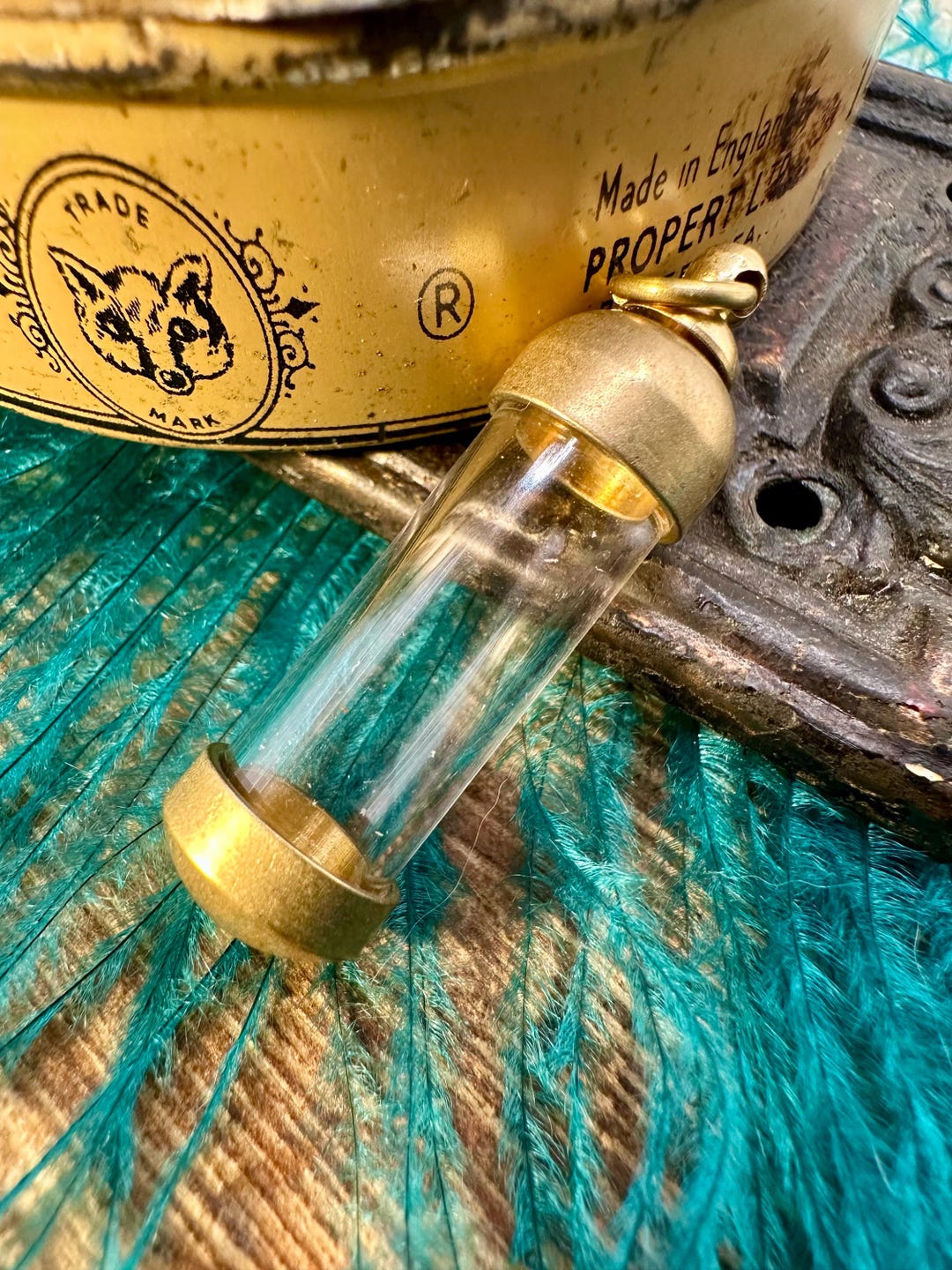 Vintage Style Antique Brass URN GLASS VIAL Gold Charm Pendant for ...