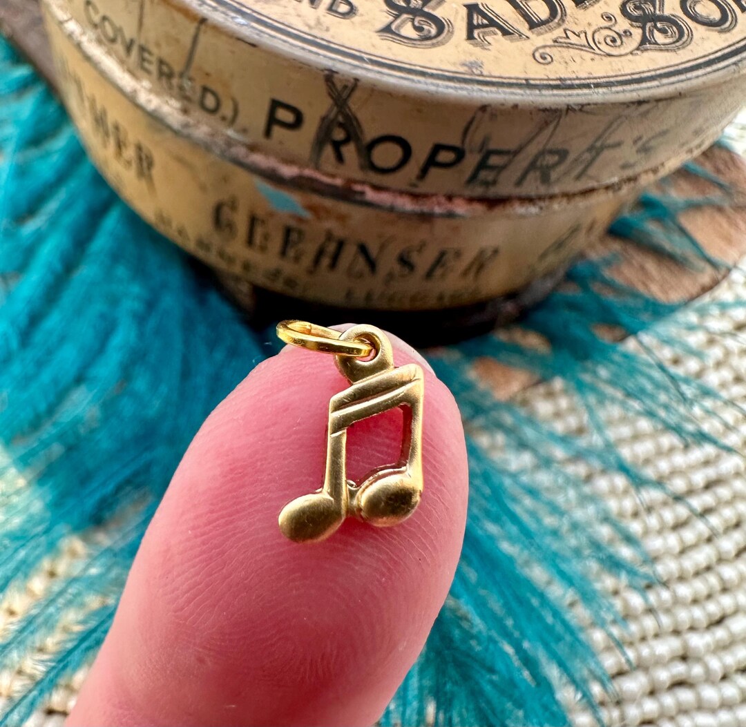 Vintage Raw Brass TINY MUSIC NOTE Charm for Necklace Earrings Bracelet ...