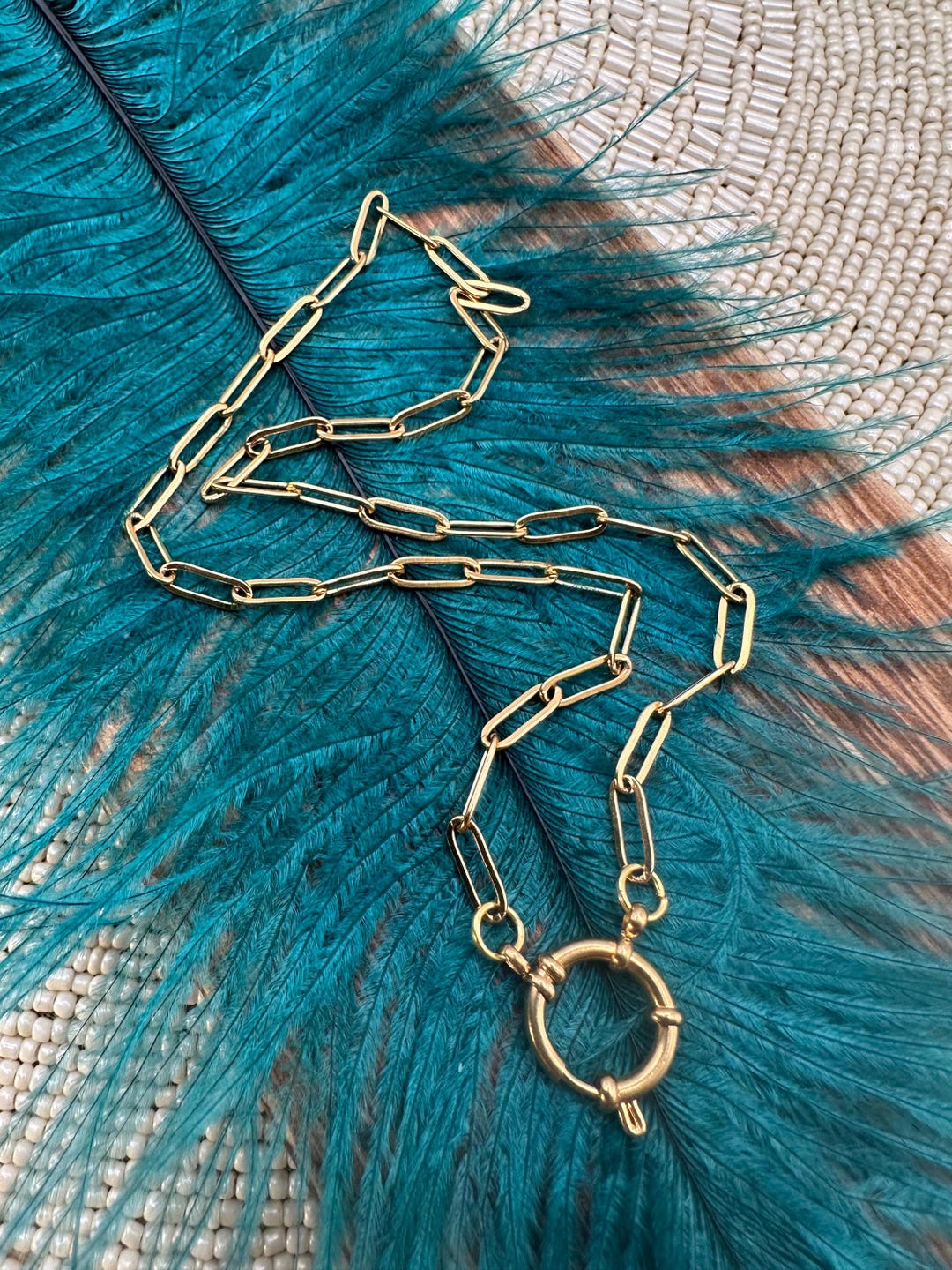DIY Gold CHARM HOLDER Paperclip Necklace Spring Ring Make Your Own Add ...