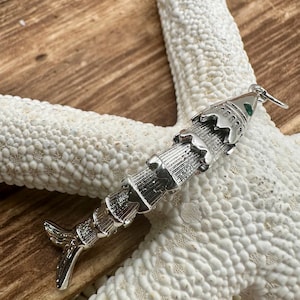 Vintage Style ARTICULATED MOVEABLE FISH Long Skinny Charm Pendant for ...