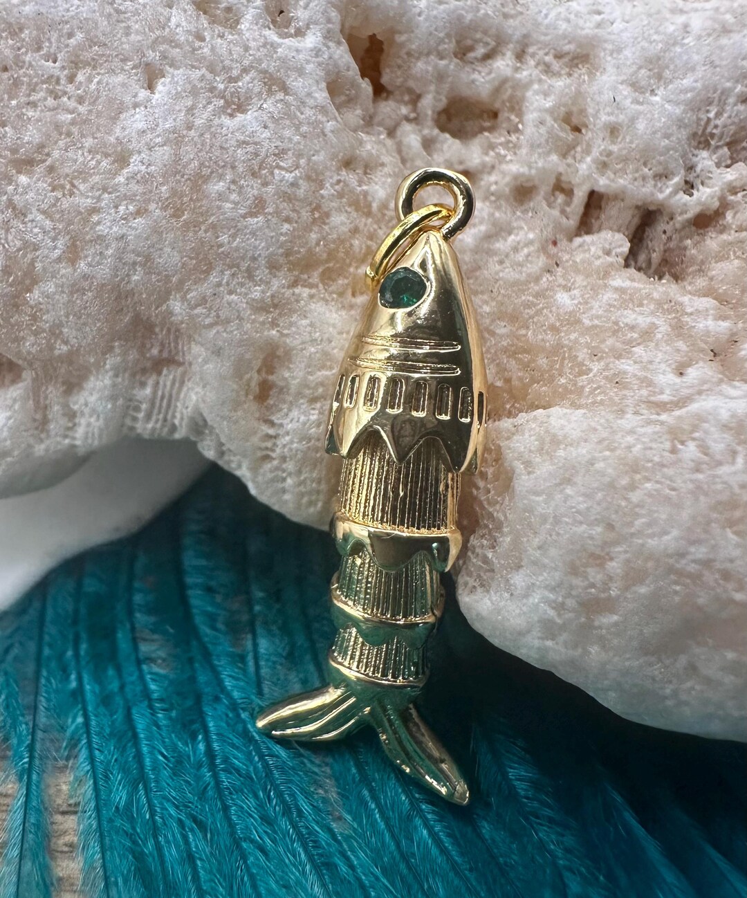 Vintage Style ARTICULATED MOVEABLE FISH Charm Pendant for Necklace ...