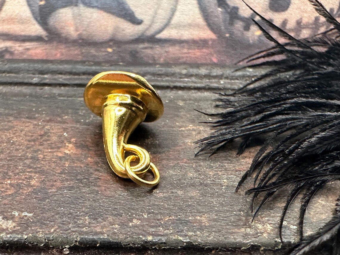 Witchy Goldtone TINY WITCH HAT Charm Pendant for Necklace Earrings Gold ...