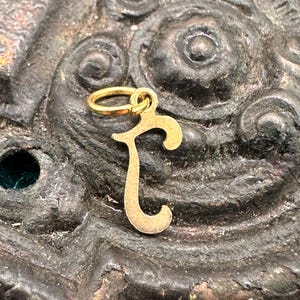 Vintage Raw Brass Tiny LETTER T INITIAL Charm Pendant for Necklace Gold ...