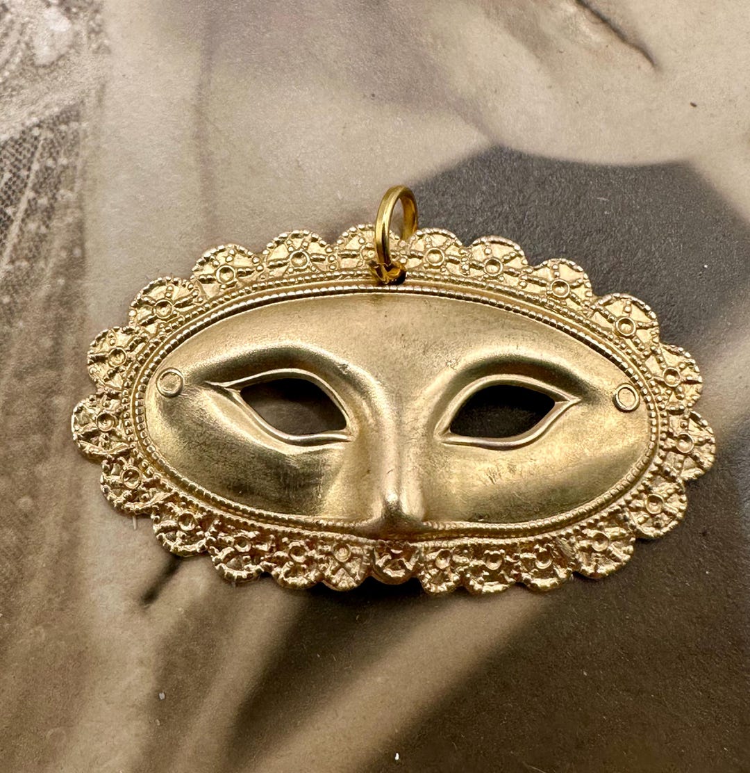 Vintage Charm VICTORIAN MASQUERADE MASK for Necklace Raw Brass Bracelet ...