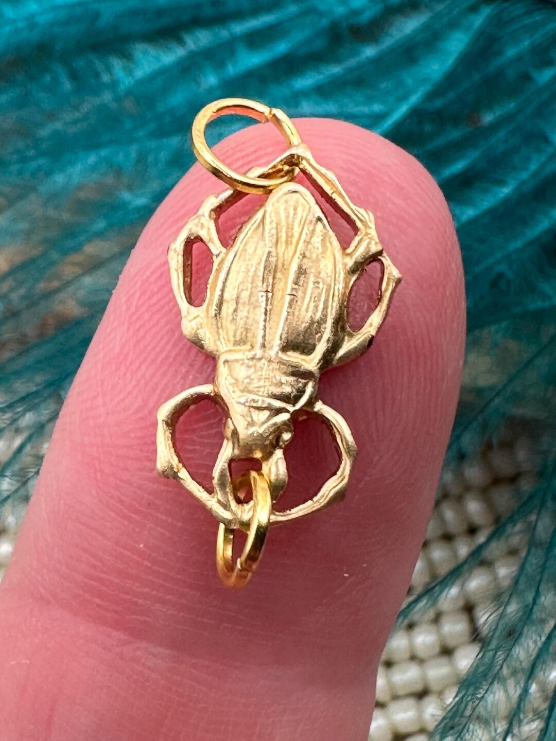 Vintage Style Raw Brass SCARAB BEETLE BUG Connector Charm Pendant for ...