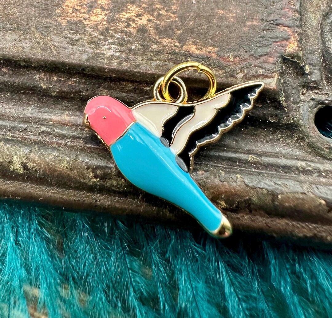 Vintage Style COLORFUL ENAMEL Little BIRD Charm Pendant for Necklace ...