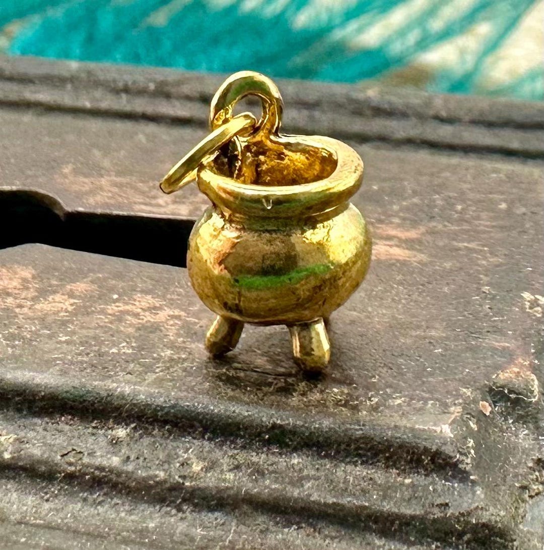 Witchy Gold TINY WITCH CAULDRON Pot Charm Pendant for Necklace Earrings ...