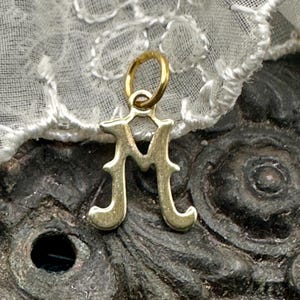 Vintage Raw Brass Tiny LETTER M INITIAL Charm Pendant for Necklace Gold ...