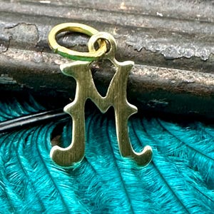 Vintage Raw Brass Tiny LETTER M INITIAL Charm Pendant for Necklace Gold ...
