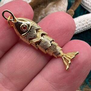 Vintage Style ARTICULATED MOVEABLE FISH Good Luck Charm Pendant for ...