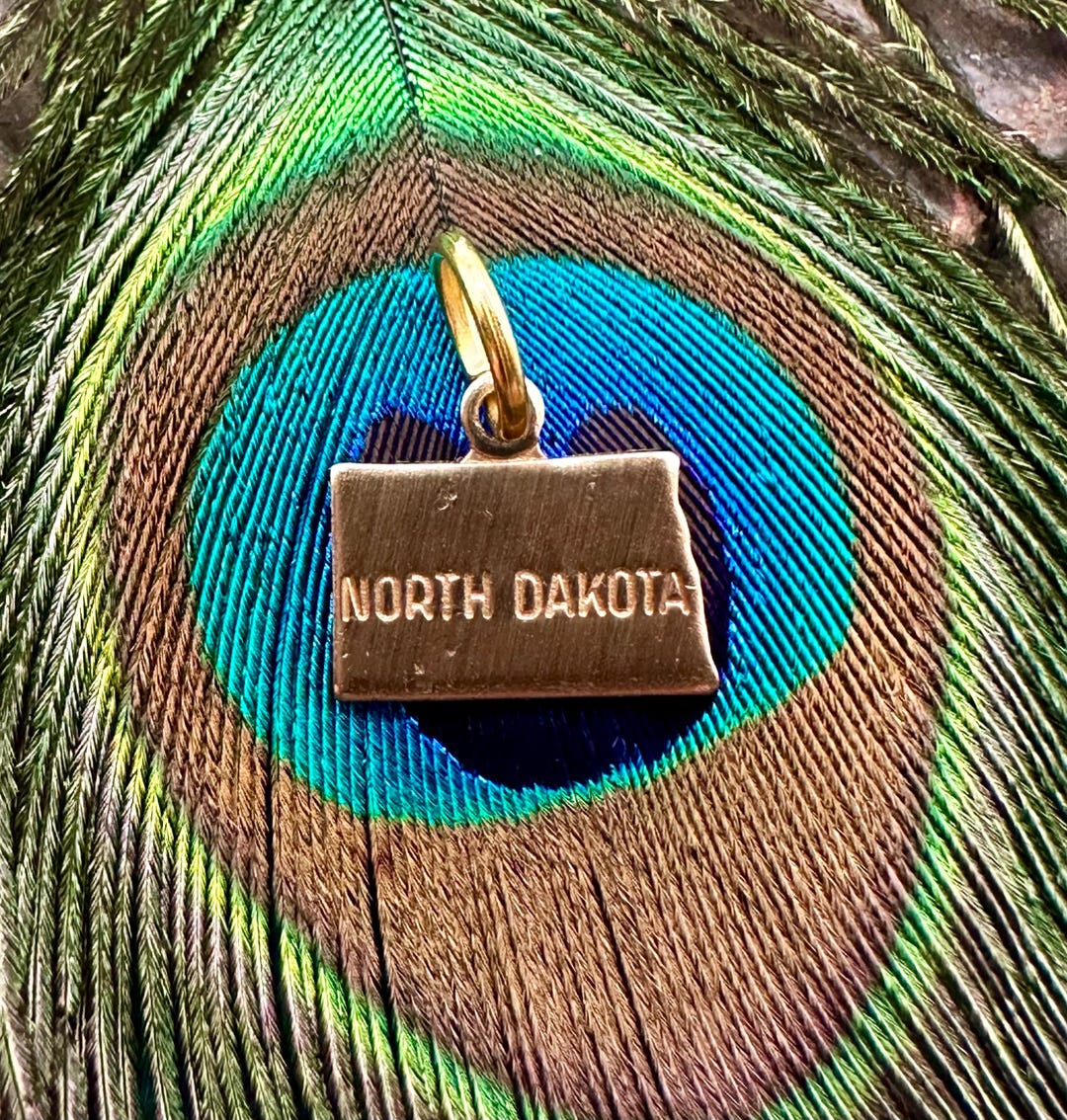 Vintage Raw Brass Tiny STATE of NORTH DAKOTA Charm for Necklace Pendant ...