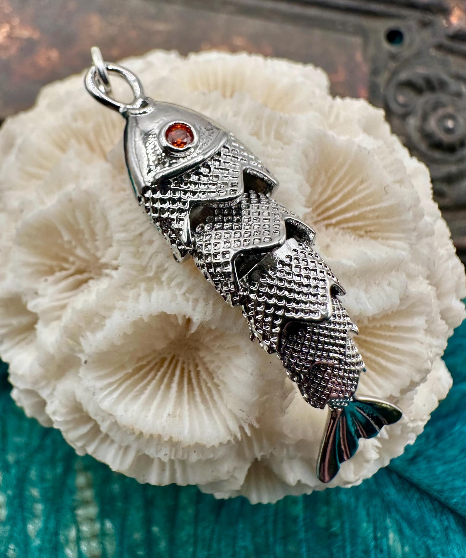 Vintage Style ARTICULATED MOVEABLE FISH Good Luck Charm Pendant for ...