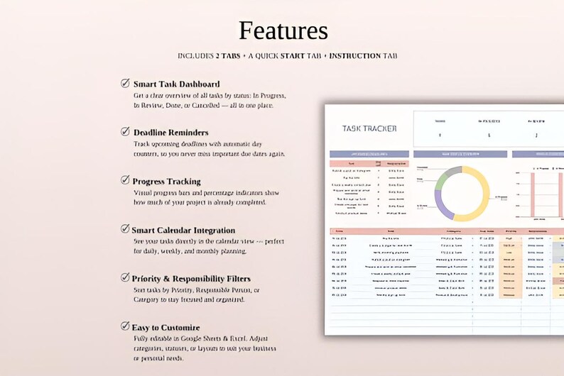 Task Tracker Spreadsheet: Project Management Template (google Sheets ...