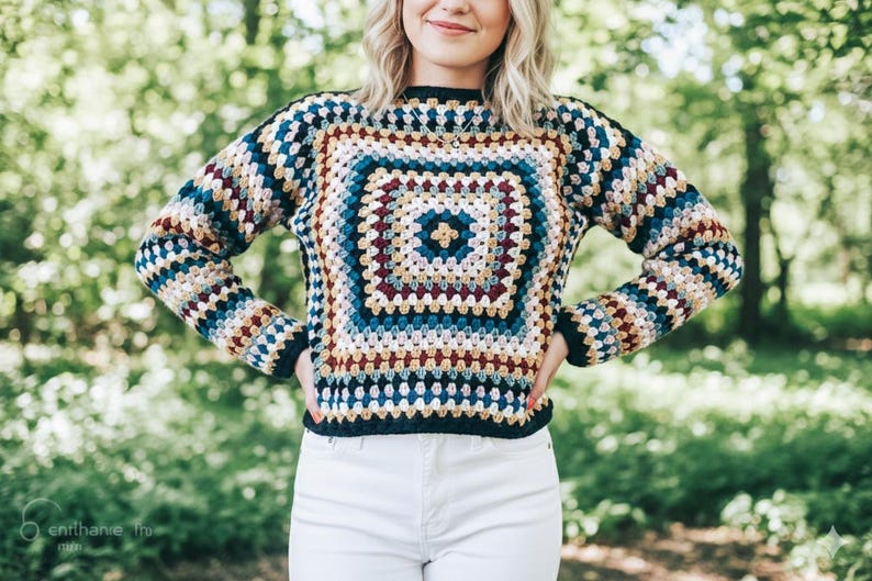 CROCHET PATTERN & PDF, Granny Stitch Square Sweater, Crochet Sweater ...