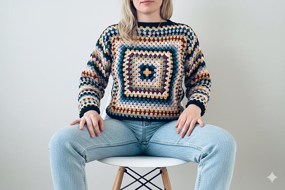 CROCHET PATTERN & PDF, Granny Stitch Square Sweater, Crochet Sweater ...