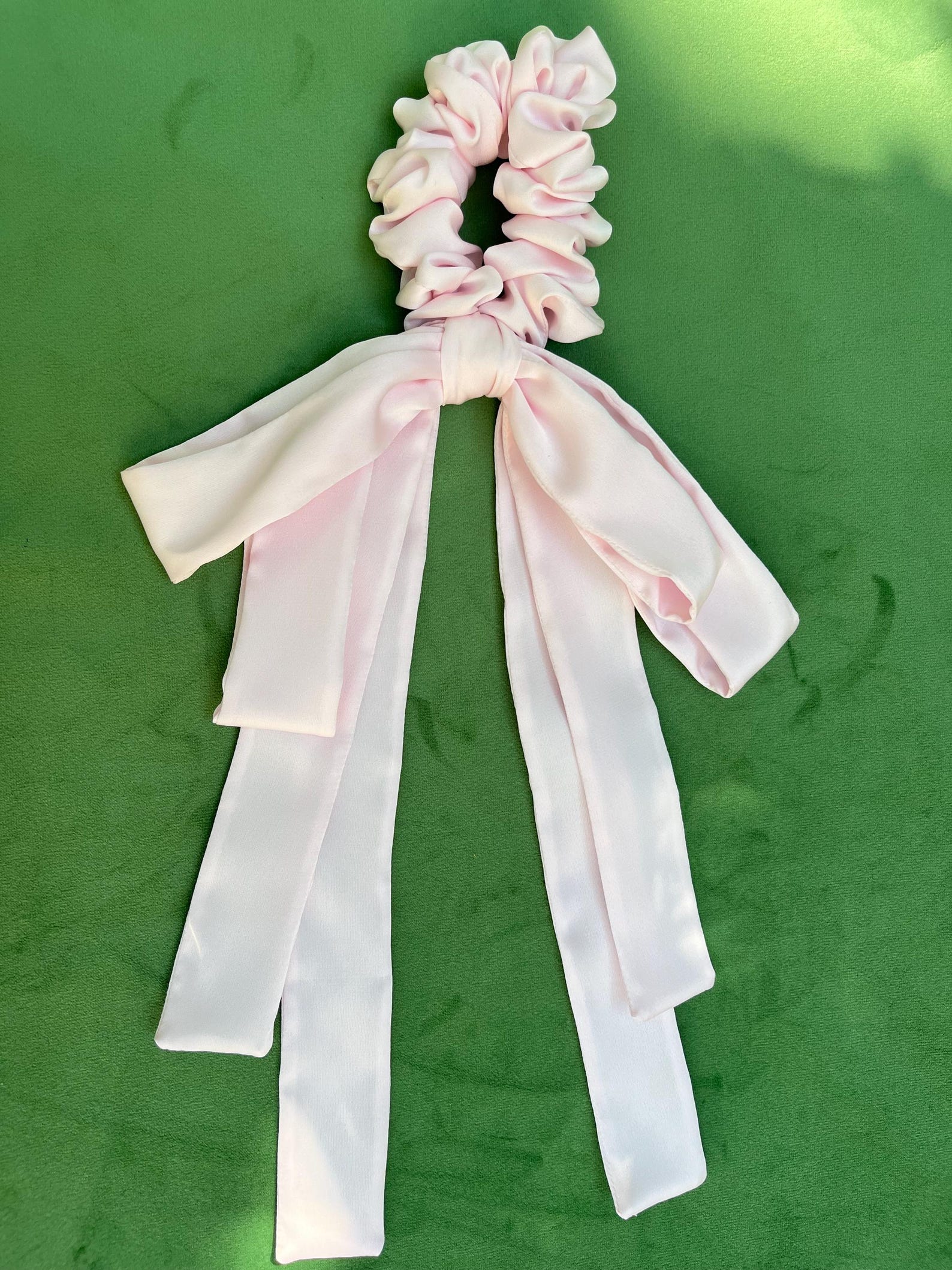Satin Baby Pink Scrunchie With Double Bow Ribbons - Etsy