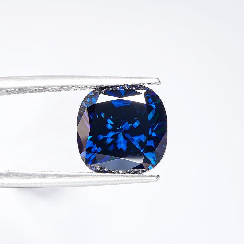 GRA Certified 3 Carat Blue Color Cushion Cut Loose Moissanite Stone | D ...