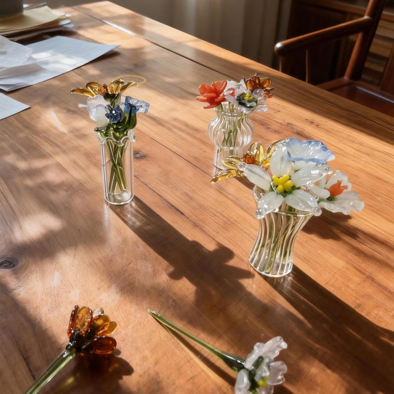 Mini Glass Birth Month Flower, January-december Birthday Flower, Tiny ...