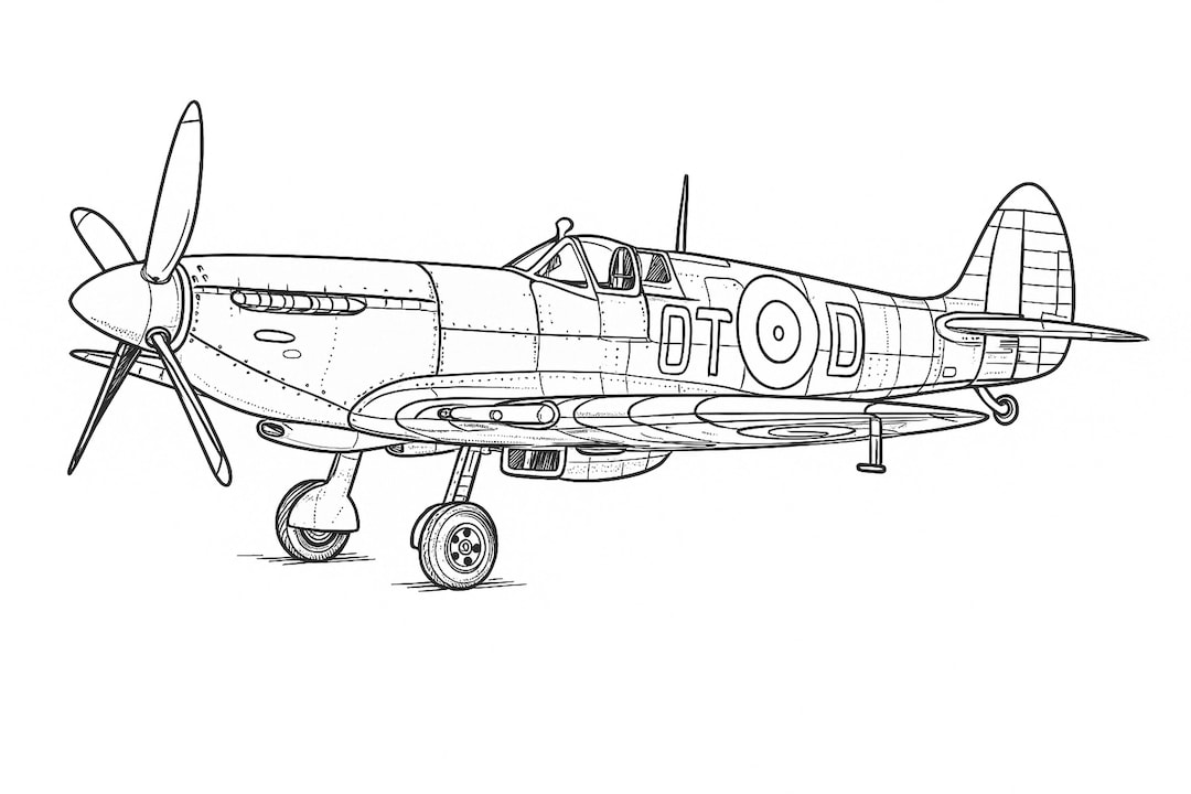 Supermarine Spitfire Colouring Page - Etsy Australia