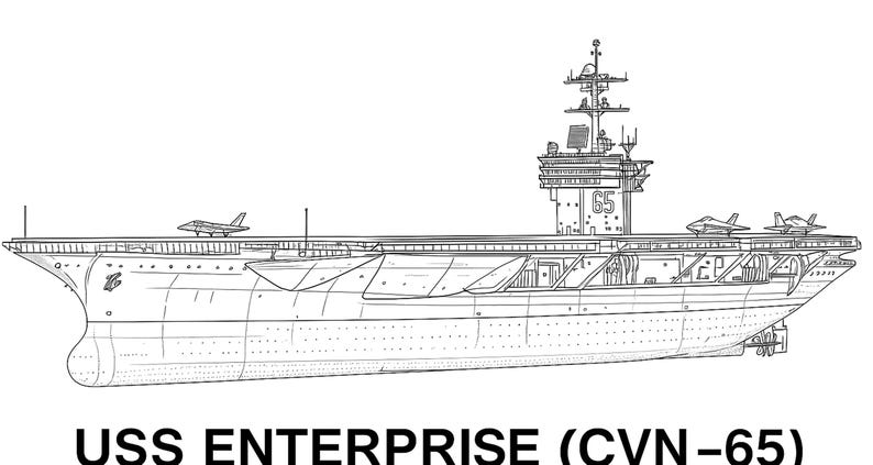 USS Enterprise CVN-65 Colouring Page - Etsy