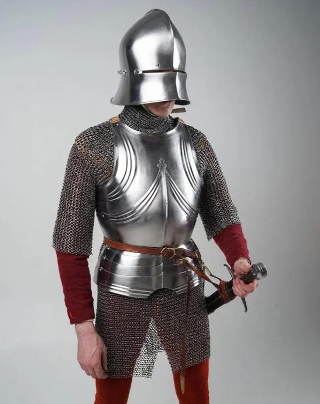 Medieval Knight Armor Set: Gothic Breastplate, Chainmail, Sallet Helmet ...