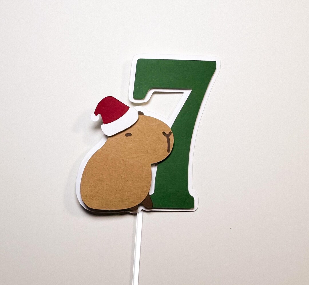 Any Age Christmas Capybara Cake Topper With Number Birthday Decoration ...