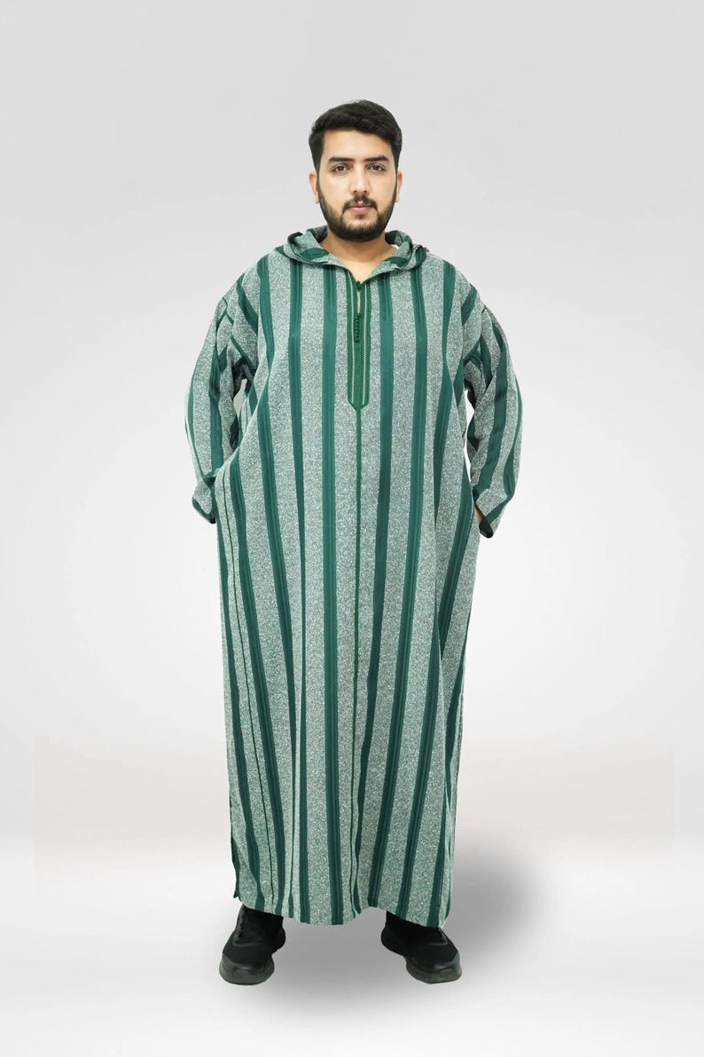 Moroccan Banda Jalaba Green – Traditional Men’s Hooded Jubba for ...