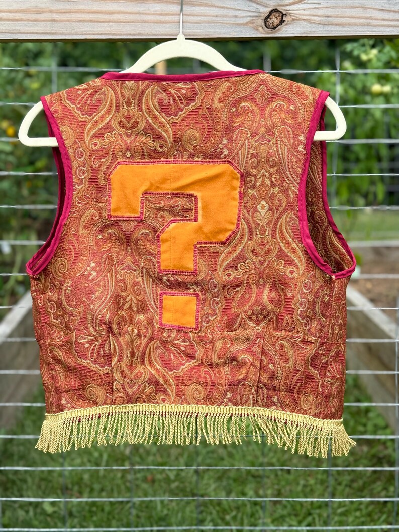 Handmade Tipper Question Mark Vest ? Upcycled Fabric - Festival Vest ...