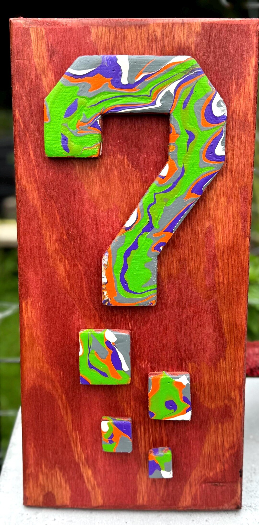 Tipper Question Mark Wood Wall Art: Hand-painted Psychedelic Decor - Etsy