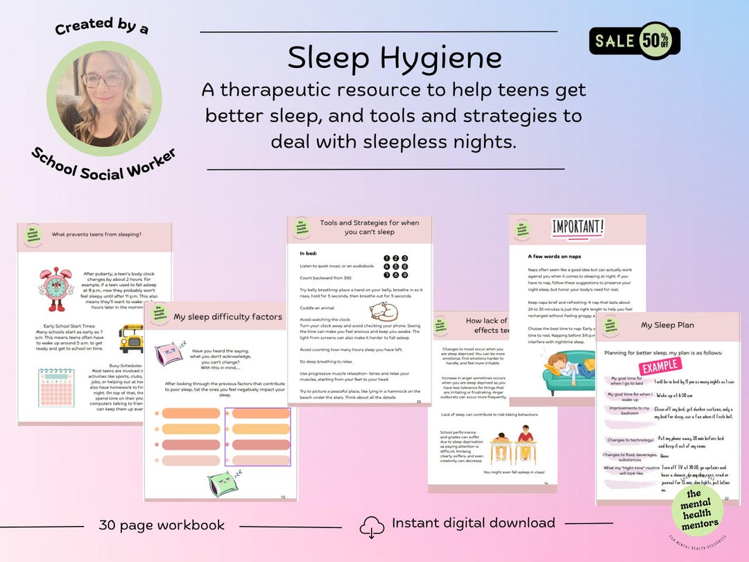 Sleep Hygiene Therapeutic Resource to Help Teens Better Sleep Tools ...