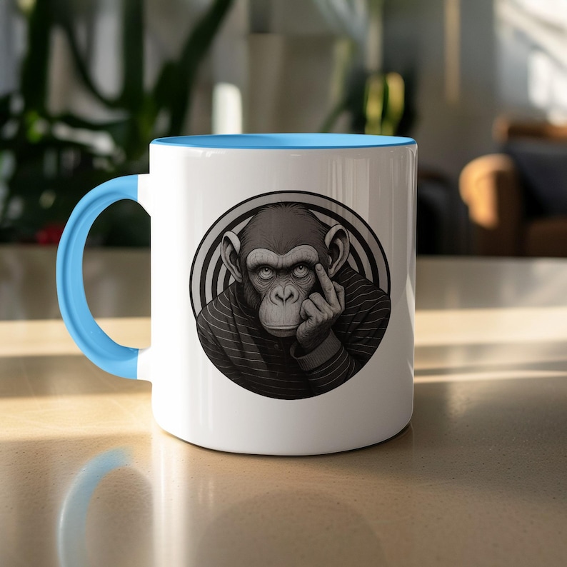 Thinking Chimpanzee Mug, Funny Ape Coffee Mug - Etsy