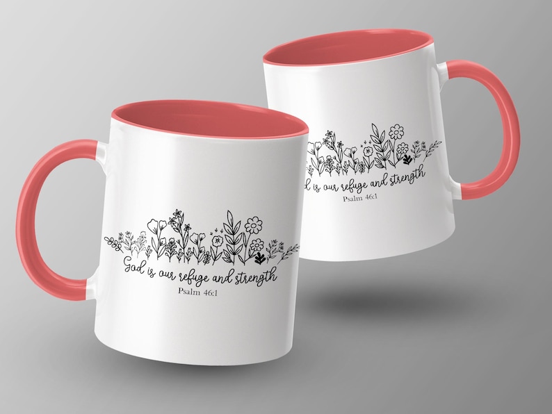 Christian Mug, Psalm 46 1 Mug, Bible Verse Mug, Floral Mug, Religious ...