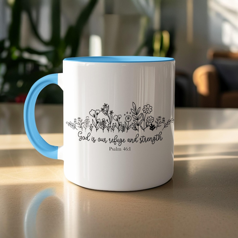Christian Mug, Psalm 46 1 Mug, Bible Verse Mug, Floral Mug, Religious ...