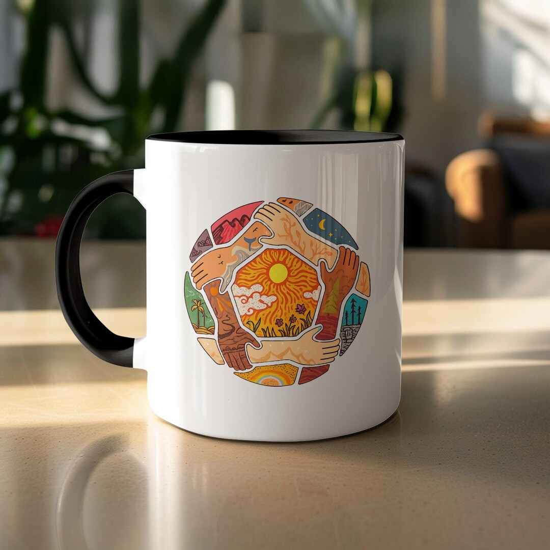 Global Unity Coffee Mug, Diverse Hands Art, World Connection - Etsy