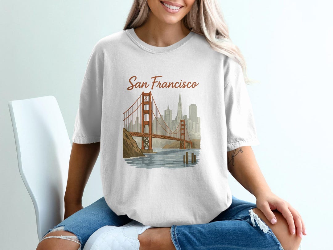 San Francisco T-shirt, Golden Gate Bridge Shirt, City Skyline Tee ...