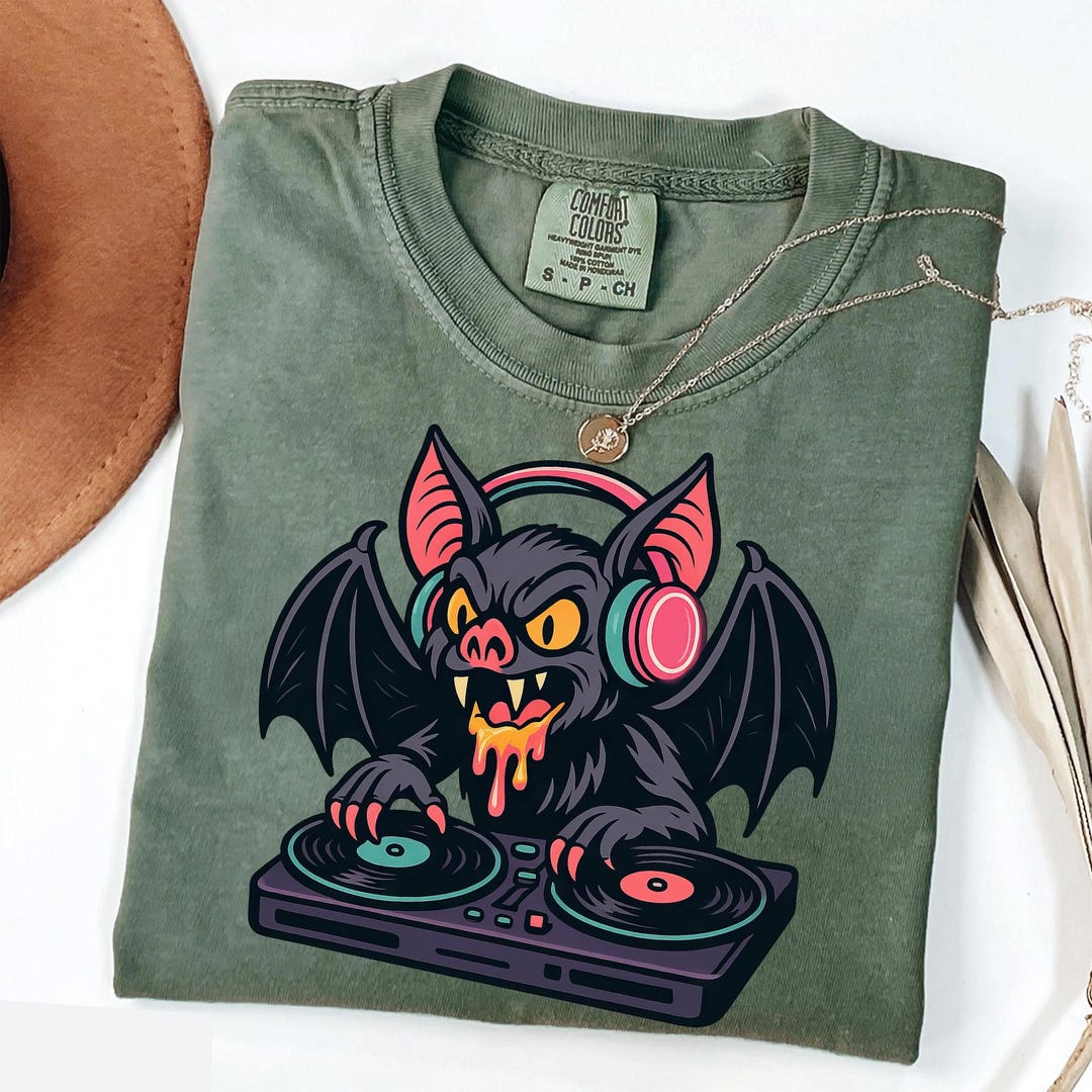 DJ Vampire Bat Halloween PNG: Retro Spooky Party Music (digital ...