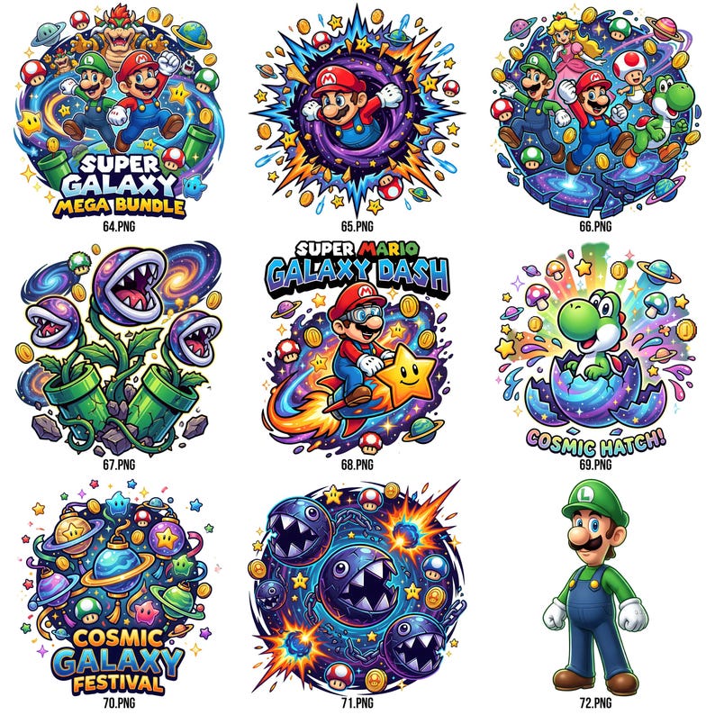 100+ Super Mario Galaxy PNG | Mario Clipart | Gamer T-shirt Design ...