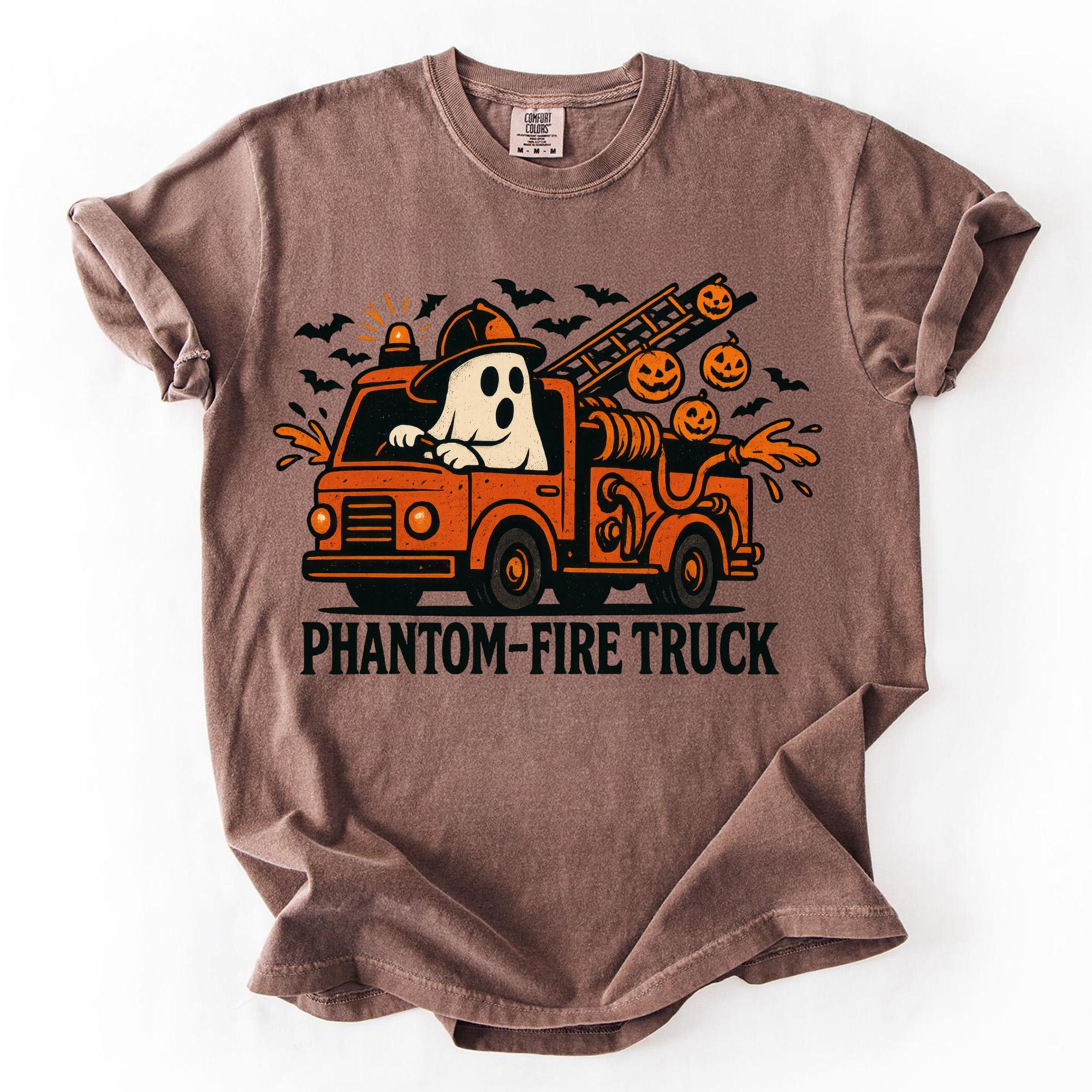 Retro Ghost Fire Truck PNG: Halloween Firefighter Pumpkin Design ...