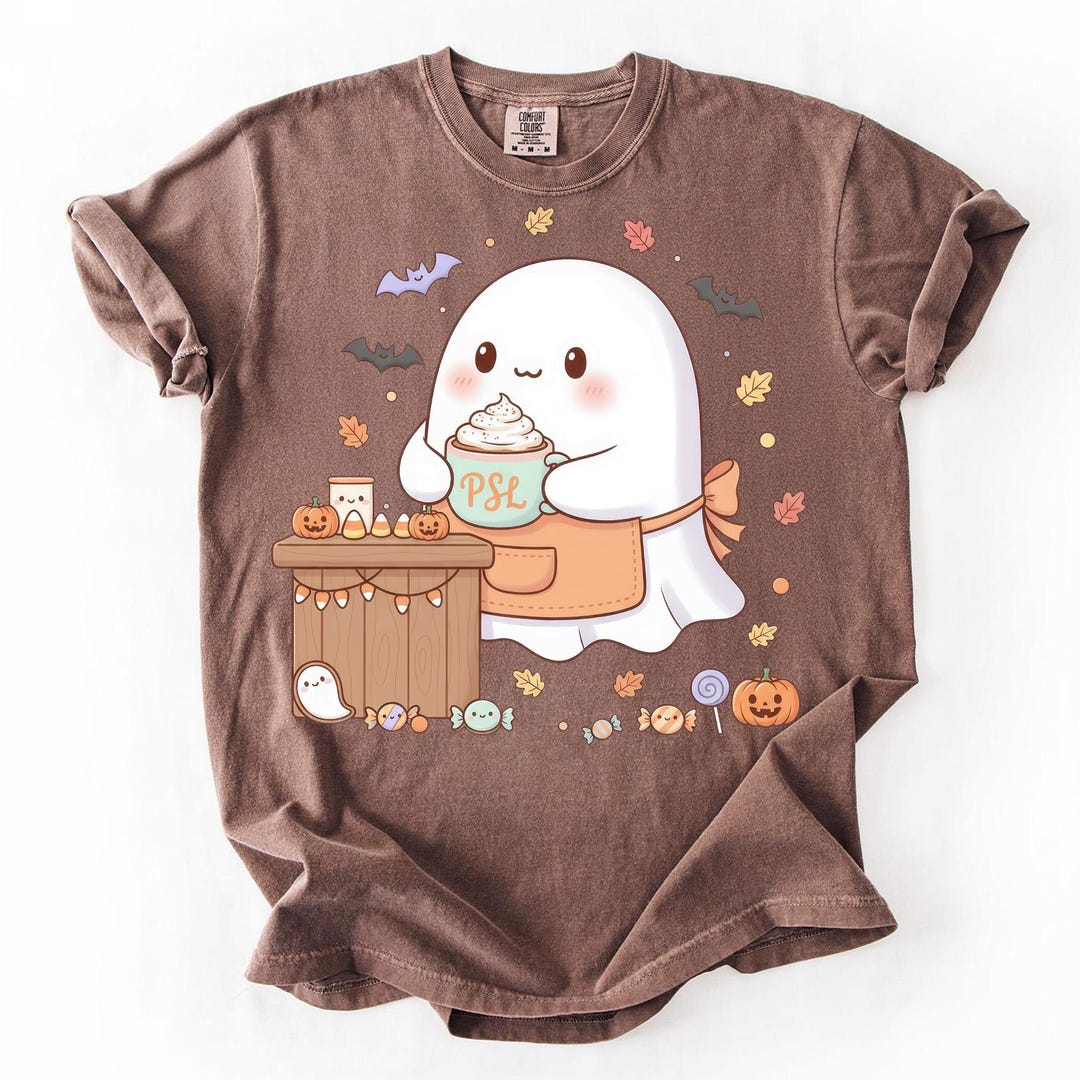 Kawaii Ghost Barista - Pumpkin Spice Latte - Halloween PNG (sublimation ...