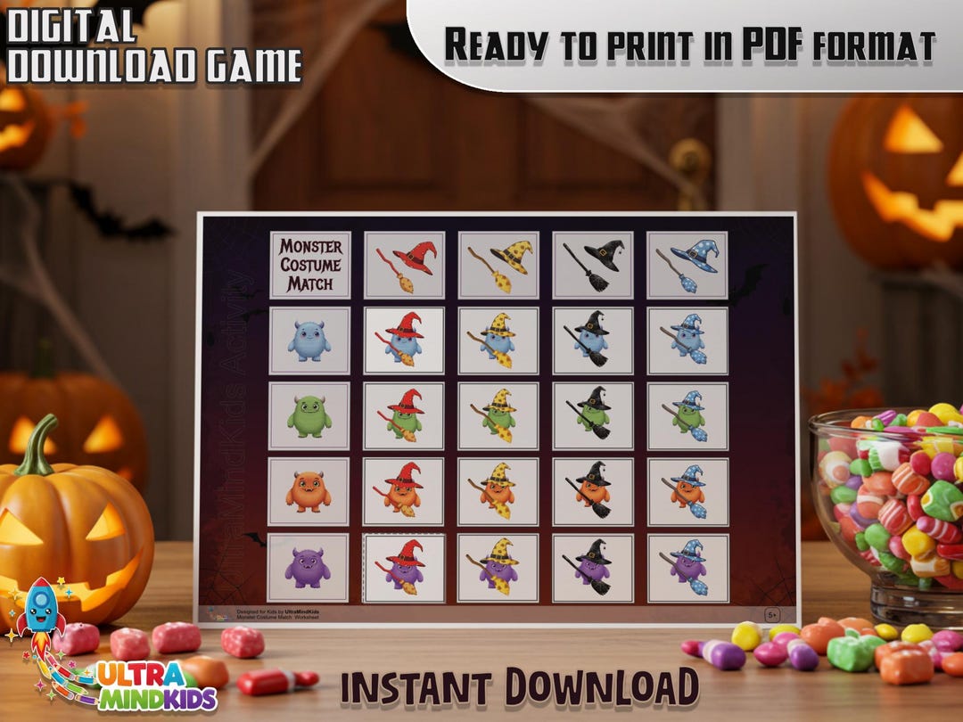 Monster Costume Match – Printable Halloween Matching Game for Kids ...