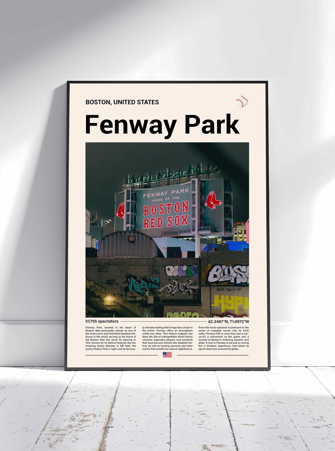 Fenway Park Poster, Football Stadium Print, Stadium Poster, Gift Poster ...