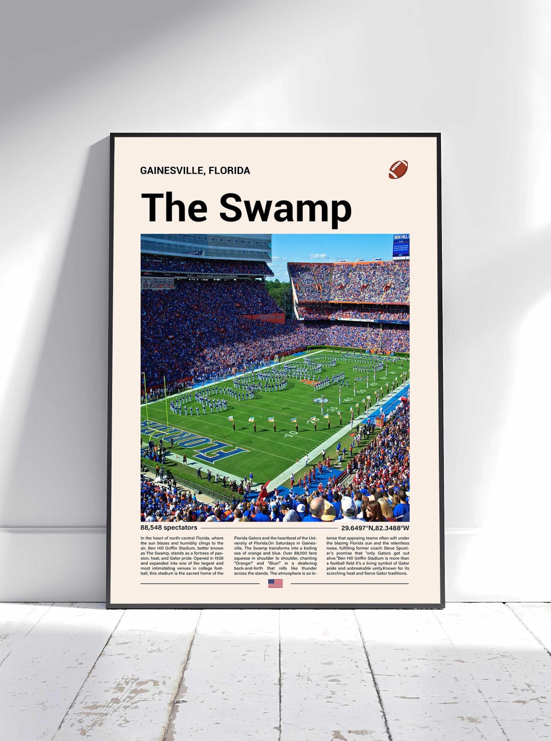 The Swamp Florida Gators Stadium Poster, Florida Gators Poster Print ...