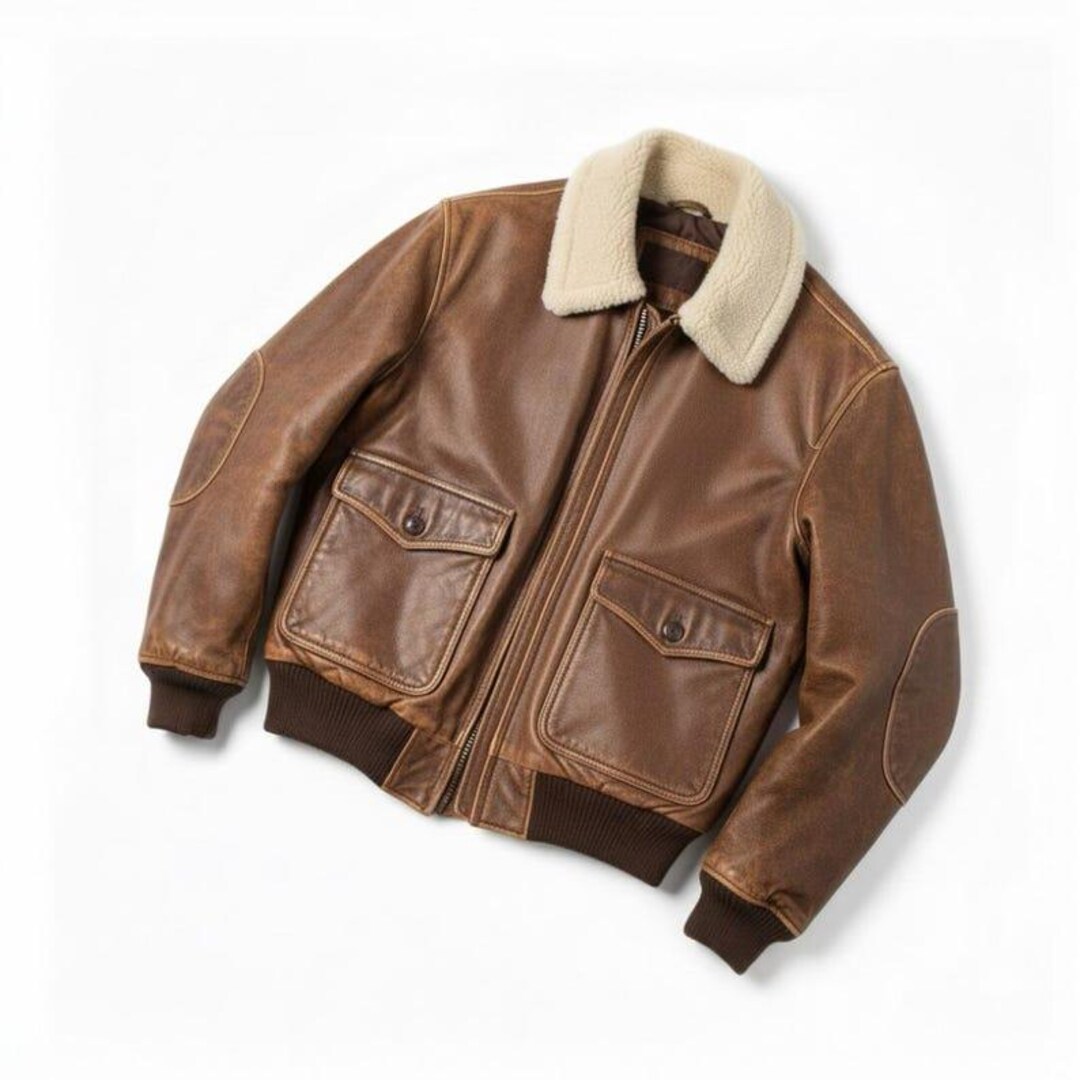 Classic Brown Leather Bomber Jacket Men | Aviator Flight Jacket With ...